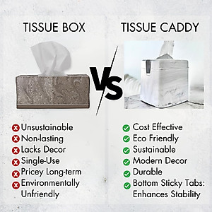 Tissuecaddy Life Hack Toilet Paper Dispenser - Money Saver Alternative to Tissue Box and Tissue Box Holder | Home, Bathroom, and More - White Marble