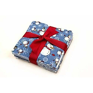 FlashPhoenix Quality Sewing Fabric – 96 Pc Snowman, Snowflake pre-Cut Charm Pack 5 Squares 100% Cotton Fabric Quilt Size: 5x5 Inch