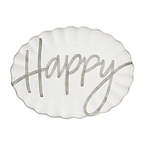 Mud Pie, White, 14 1/4" x 19" Happy Serving Platter