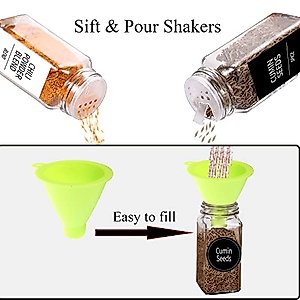 SWOMMOLY 36 Glass Spice Jars with Labels,4 oz Empty Square Spice Jars with Bamboo Lids,5 Different Types of Spice Labels Sets, Spice Bottles with Shaker Lids