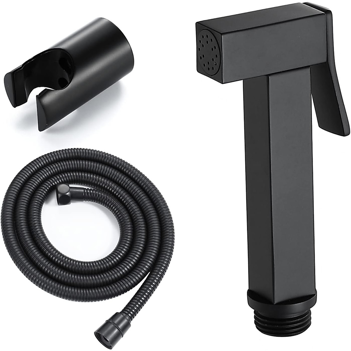 Toilet Bidet Kit - Brass Handheld Bidet Sprayer - Wall Mounted Toilet Shower Head with Hose and Holder Toilet Hand Shower Kit, for Personal Hygiene, Toilet Cleaning, Black