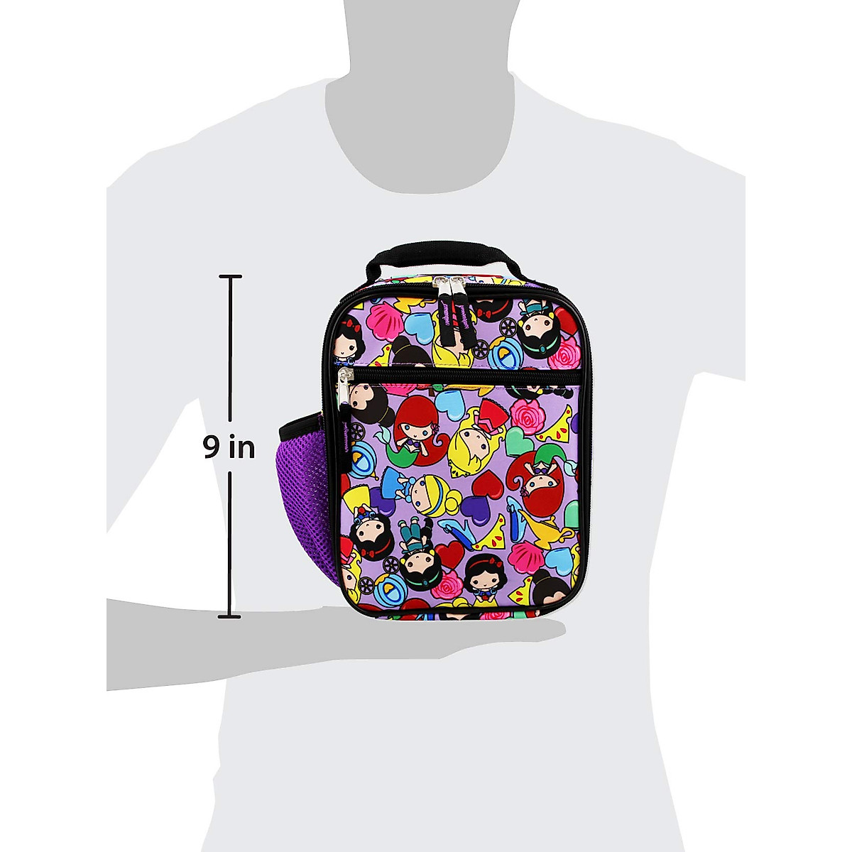 Disney Princess Emoji Girl's Soft Insulated School Lunch Box (One Size, Purple)