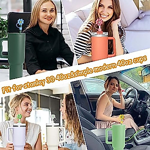 AIERSA Straw Cover for Stanley Cup,8Pcs Flower Straw Covers Compatible with Stanley 30&40oz and Simple Modern with Handle Tumbler with Handle,Silicone Straw Topper Caps for Stanley Cups Accessories