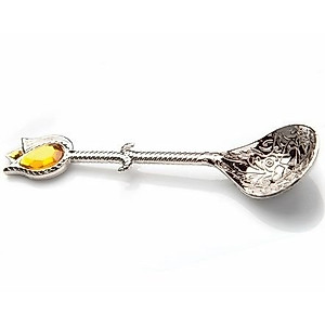 Swarovski Crystal Coated Handmade Brass Sugar Chocolate Candy Bowl Serving Dish with Lid & Spoon (Gold)