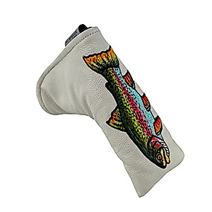 Rainbow Trout Hand Embroidered Blade Putter Golf Club Leather Headcover Sunfish