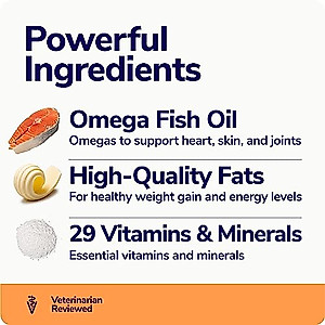 MIRACLE VET High Calorie Weight Gainer for Dogs & Cats 4-in-1 - Mass, Recovery, Appetite Stimulant - Vet-Reviewed - 2,400 kcal - 16 oz