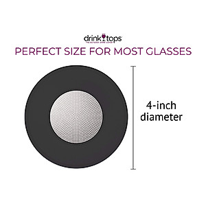 Coverware Drink Tops Ventilated Silicone Wine Glass Covers - Weighted Cover with Screen Allows Wine to Breathe - Outdoor Wine Glass Covers to Keep Particles Out - BPA Free - 4 Pack