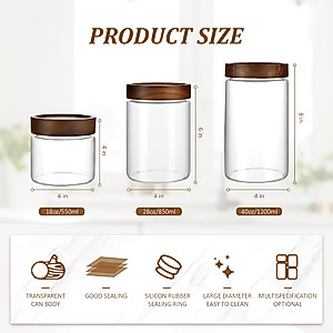 MOLADRI 28 oz/850 ml Clear Glass Storage Canister with Airtight Wooden Screw Lid, Medium Cute Decorative Glass Container Jar for Coffee,Spice,Candy,Salt,Cookie,Condiment,Pepper,Sugar,Overnight Oatmeal