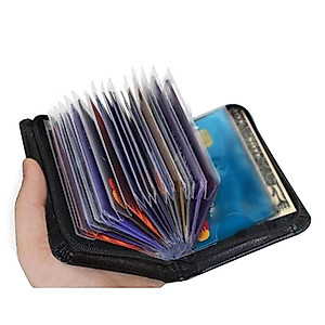 Paddsun Credit Card Holder Wallet RFID Blocking Leather Wallet for Men and Women with Zipper, Huge Storage Capacity