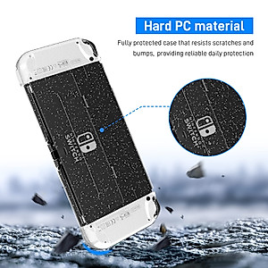 RHOTALL Glitter Case Compatible with Nintendo Switch OLED, Clear Sparkle Dockable Shell for Switch OLED and Joycon Controller, Comfort Grip Case with Shock-Absorption and Anti-Scratch Design