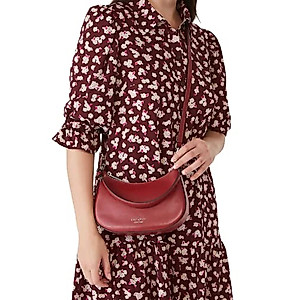 Kate Spade New York Kate Spade Staci Glimmer Polka Dot Half Moon Small Shoulder Bag Crossbody Black (Red Currant)