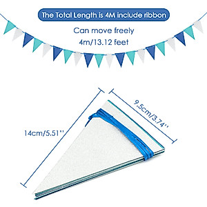 Anwyll Pennant Banner Flags,40Ft Triangle Banner Bunting Flags,Blue Silver Paper Pennant No-DIY for Graduation,Grand Opening,Party Celebrations,Wedding,Baby Shower Decoration,Indoor and Outdoor