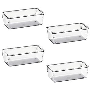 Acrimet Desk Drawer Organizer Box Tray Storage Bins Modular Divider for Home, Kitchen, Office and Storage (Clear Crystal Plastic) (4 Pack - 6.25" x 3.13" x 2.13")