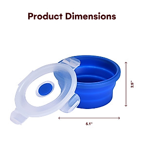 Collapsible Food Storage Containers with Lids - Silicone Bowls with Airtight Lid for Kitchen, Camping, Hiking - BPA Free, Microwave, Dishwasher and Freezer Safe Lunch Boxes - Salad Bowl Container