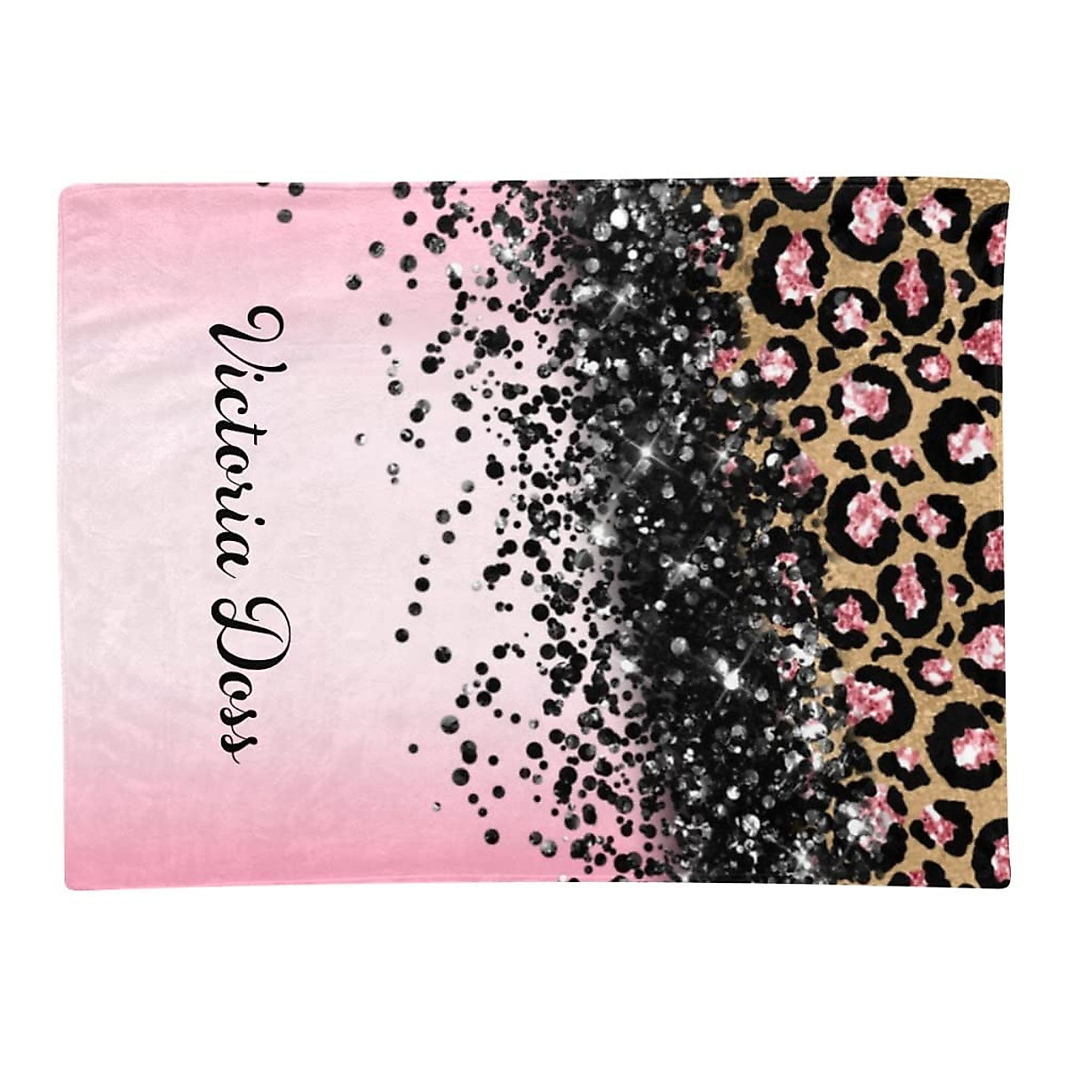 Yeshop Personalized Baby Blanket Pink Leopard Print Custom Nursery Swaddling Blankets 30x40 Inches for Baby Boy Girl with Name for Baby Shower Birthday