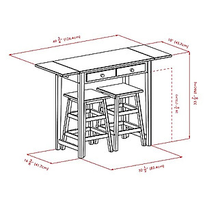 Winsome Mercer Double Drop Leaf Table with 2 Stools