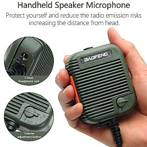 Baofeng AR-152 Tactical Speaker Mic Shoulder Microphone Volume Adjustable Military Grade Handheld Speaker for BaoFeng UV-5R UV-82 BF-888S RETEVIS TYT Pxton BTECH Kenwood Radios