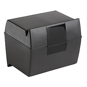 Oxford Plastic Index Card Box, 5 x 8 Inches, 500 Card Capacity, Black (01581)