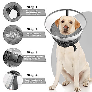 Dog Cone Collar, Inflatable Dog Cone After Surgery for Small Medium Large Dogs, Soft Dog Cone of Alternative with Enhanced Anti-Licking Guard Shield for Pets (Grey, M (Neck: 9"-12"))