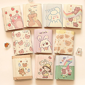 JELLYEA Kawaii Bear Wallet Cute Cartoon Card Holder Small Wallet Purse Anime Girls Front Pocket Folded Wallet (2)