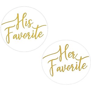 Pipilo Press Gold Foil Stickers for Weddings, His Favorite, Her Favorite (1 in, 200 Pieces)