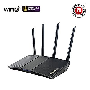 ASUS RT-AX1800S Dual Band WiFi 6 Extendable Router, Subscription-Free Network Security, Parental Control, Built-in VPN, AiMesh Compatible, Gaming & Streaming, Smart Home