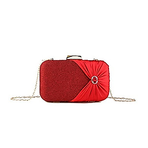 MXIAOXIA Women Evening Bags Green Color Satin Diamonds Shoulder Chain Day Clutches Purse Wedding Evening Bag (Color : E, Size : 1)