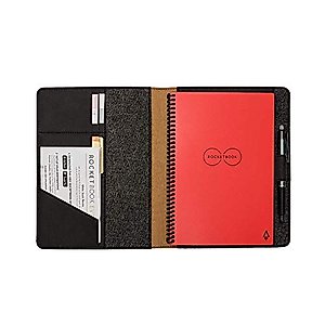 Moonsafari A5 Reusable Notebook Cover & Rocketbook Cover Smart Business Notebook Cover for Everlast, Fusion, Wave, Moleskin and More with Pen Loop & Business Card Holder - Black,A5/Executive 8.8" x 6"