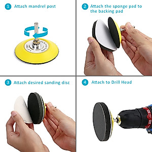 LotFancy 3 Inch Wet Dry Sanding Disc, 60pcs 60 to 7000 Grit, Silicon Carbide Hook and Loop Sandpaper with 1/4” Backing Pad and Foam Buffering Pad, for Automotive Wood Polishing & Finishing