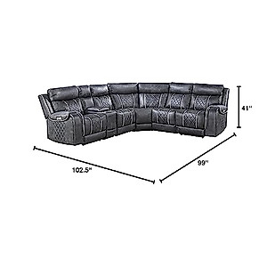 Lexicon Hartley Wall-Hugger Modular Power Reclining Sectional Sofa, All Chairs, Gray