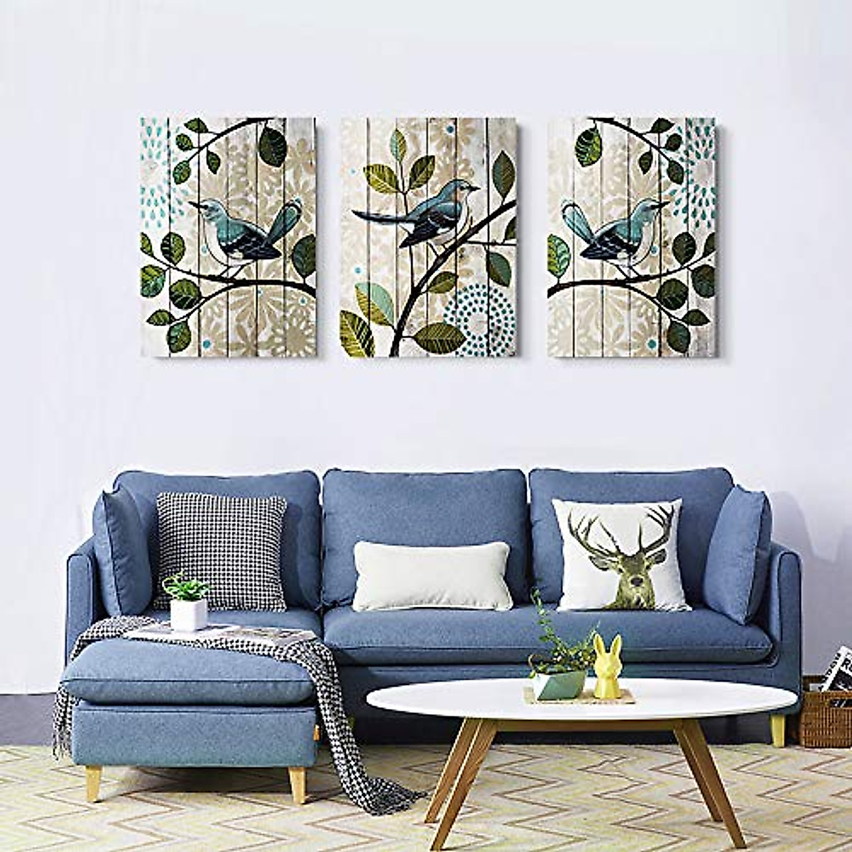 Bird On The Branch 3 Piece Abstract Canvas Wall Art For Living Room Wall Decor For Bedroom Kitchen Decorations Abstract Hang Posters Canvas Prints Artwork Modern Framed Bathroom Home Decoration