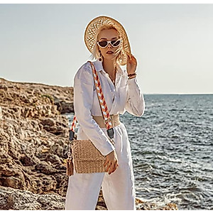 YXILEE Straw Bag Straw Purses for Women Summer Clutch Crossbody Shoulder Bags for Women Small Beach Cell Phone Wallet Purse Handmade Envelope