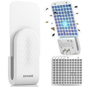 DFAGIE Fly Trap Indoor(1 Device + 5 Glue Cards), Mosquito Trap,Fly Trap,Plug-in Flying Insect Trap for Flies, Fruit Flies, Mosquito, Moths, Gnats, Gnat,White