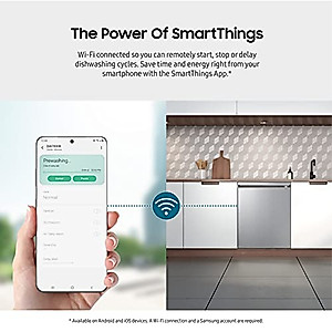 SAMSUNG Smart 44dBA Dishwasher w/ StormWash+, AutoRelease Door, Quiet Operation, 3 Dish Racks, Pre Blast Cycle, Energy Star Certified, DW80B6060US/AA, Fingerprint Resistant Stainless Steel