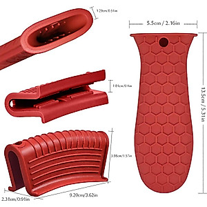 4 Pieces Silicone Hot Tool Holder Heat Resistant Potholder Cookware Handle Non Slip Rubber Pot Holders Handles Grip Covers for Cast Iron Skillet Silicone Cooking Kitchen Suits