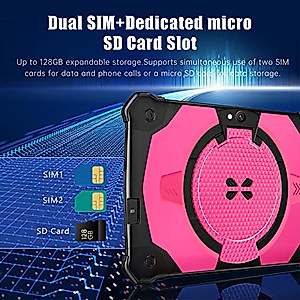 Yunseity 7 Inch Eye Protection Screen Kids Tablet, 2.4G 5G WiFi Calling Tablet Pc, 4GB RAM 32GB ROM 128GB Expandable, MT6582 8 Core CPU, 5000Mah Battery, Front 5MP Rear 8MP (Pink)