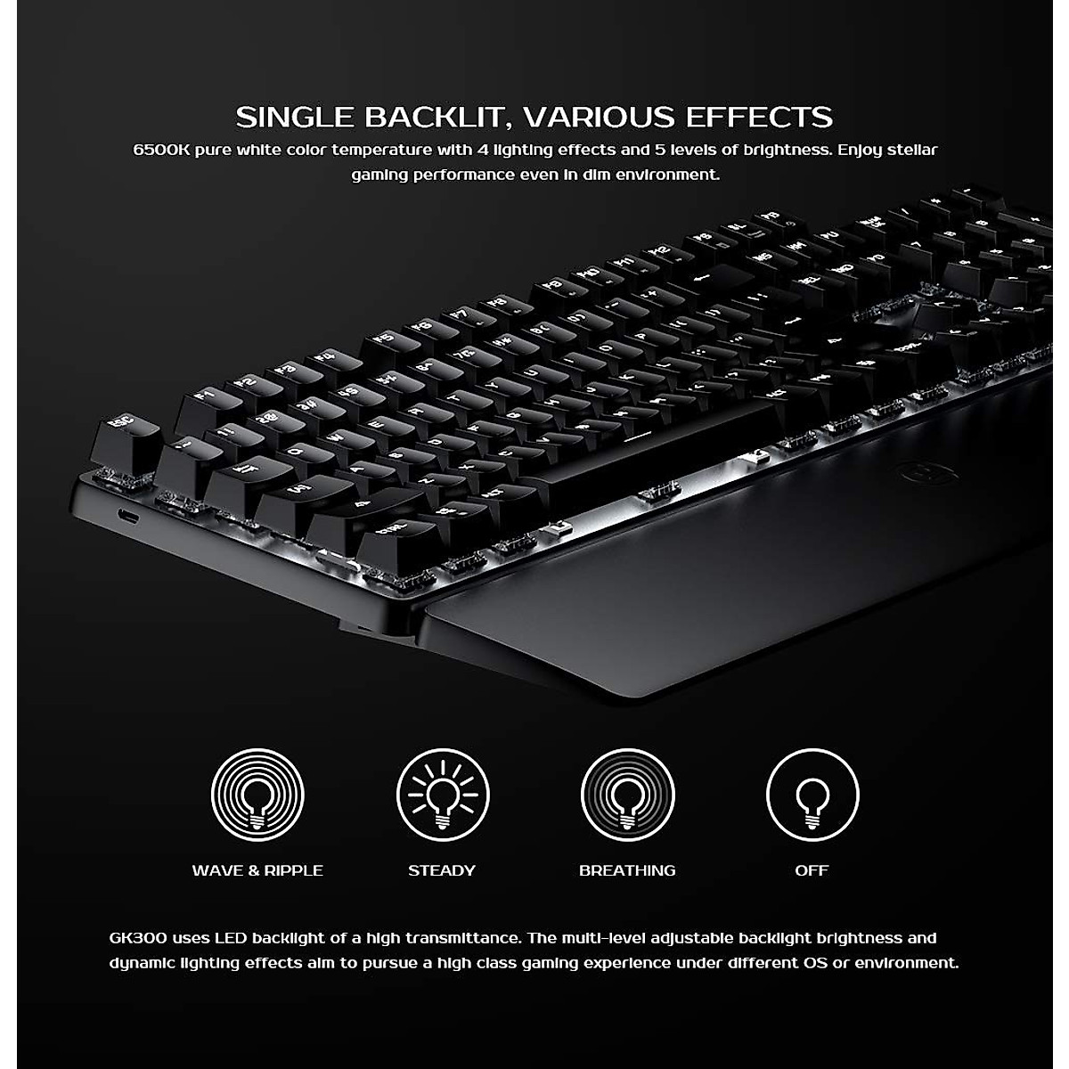 GameSir GK300 Wireless Mechanical Gaming Keyboard 2.4 GHz + Blutooth Connectivity, 1ms Low Latency, Aluminium Alloy Top Plate, Anti-ghosting for PC/iOS/iPad/Android Smartphone/Laptop and Mac (Renewed)