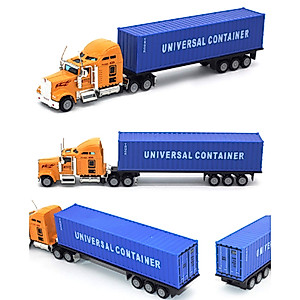 1/65 Alloy Diecast Container Truck Model Toy, Engineering Vehicle for Kids