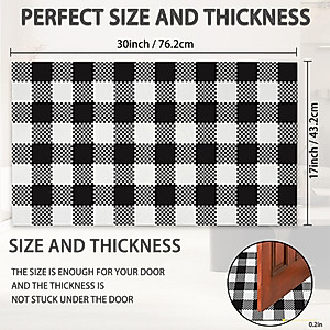 SPUNKER Doormat Checkered and Black Plaid Squares Tartan Door Welcome Mat Vintage Rustic Yard Non Slip Seasonal Home Decoration Indoor Outdoor 17 X 30 Inch