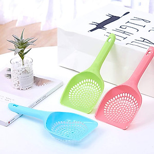 MXCELL Small Plastic Litter Scoop for Cats, Durable Deep Shovel and Long Handle for Sifting Kitty Litter(6 Pack Random Colors)