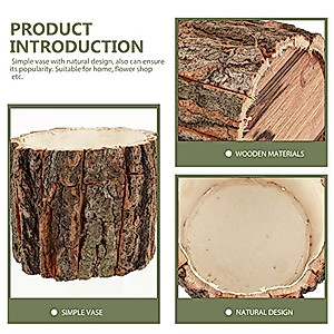 Operitacx Wood Bark Flower Pot Natural Log Succulent Planter Rustic Tree Stump Planter Cactus Pot Garden Balcony Decoration 12cm ( Wood )