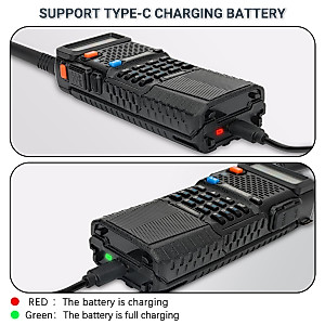 BAOFENG BL-5 3800mAh Extended Battery Walkie Talkie UV-5R BF-8HP UV-5RX3 RD-5R UV-5RTP UV-5R MK2 MK3X MK5 Plus Series Two Way Radios (UV-5R 3800+Type-C Charging Cable)