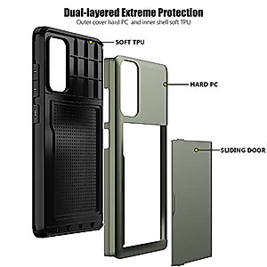 Nvollnoe for Samsung S20 FE Case with Card Holder Dual Layer Heavy Duty Protective Galaxy S20 FE Case Hidden Card Slot Slim Wallet Case for Samsung S20 FE 5G 6.5''(Green)