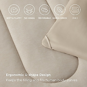 Bedsure Queen Comforter Set - Cooling and Warm Bed Set, Linen Reversible All Season Cooling Comforter, 3 Pieces, 1 Queen Size Comforter (88"x88") and 2 Pillow Cases (20"x26")