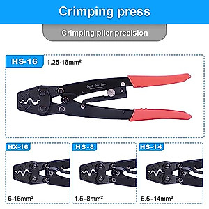 Crimping Pliers Crimping Tool for 50 Amps 600V Connector Cutting Wire Terminal HS-16 1.25-16mm²,Clamp Terminal Cable Lugs Cutter Crimping Pliers Crimping