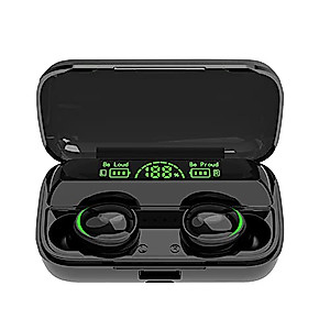 Wireless TWS Earbuds Earphones - Bluetooth 5.1 in-Ear Sports Headphones, IPX5 Waterproof, Finger Control, LED Digital Display Headset with Microphone & Charging Case