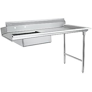 Empura 60" Wide Stainless Steel Soiled Dishtable with Backsplash | Straight Design Right Hand Side Commercial Worktop table for Restaurant Diner Cafeteria Kitchen | 60"W x 30"D x 41.5"H, 16 Gauge, NSF