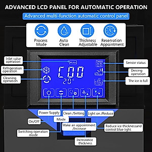 Garvee Commercial Ice Maker Machine, Freestanding Nugget Ice Maker with 2 Water Inlet Modes, 100Lbs/24h, 50Pcs/Cycle, 33lbs Storage Bin, Ice Maker Machine for Home Bar, Coffee Shop, Business