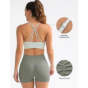 FRESOUGHT Workout Sets for Women 2 Piece Ribbed Yoga Outfits Crop Tops Seamless Gym High Waisted Biker Shorts Set Grey M