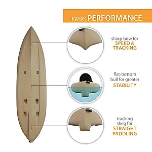 "Lifetime Muskie Angler Sit-On-Top Kayak with Paddle, Tan, 120""" (90508)